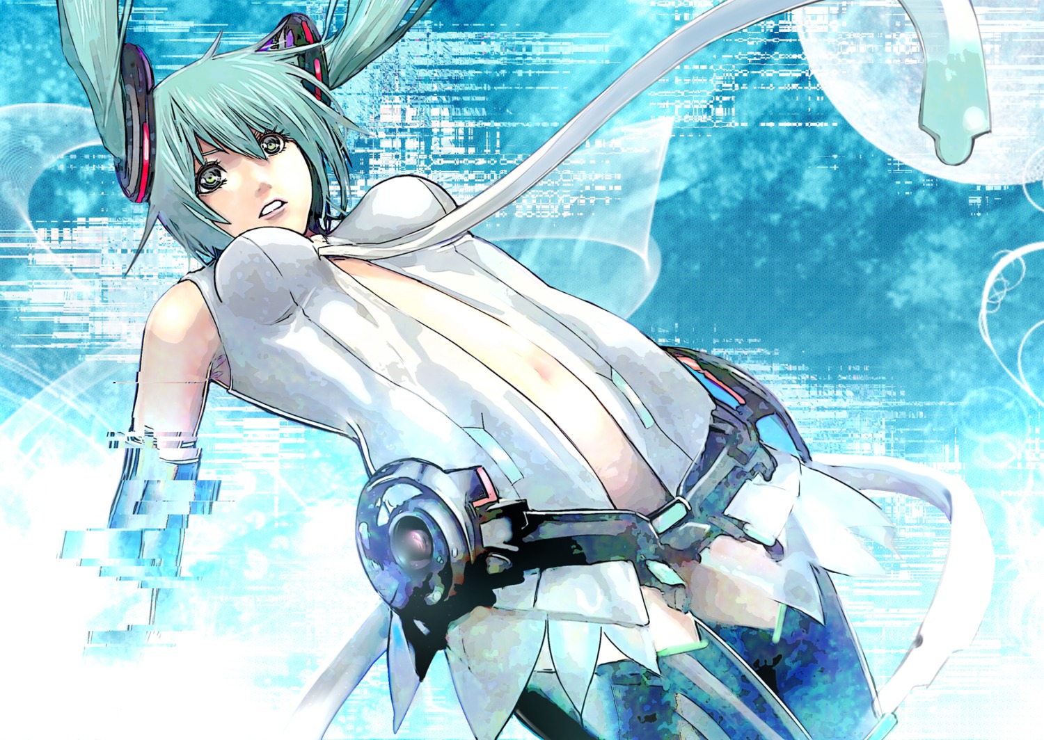 akechi shizuku vocaloid vocaloid append hatsune miku miku append thighhighs | #223120 | yande.re